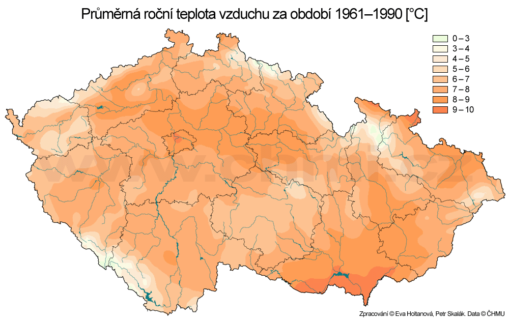 Portál ČHMÚ : Historická data : Počasí : Mapy charakteristik klimatu